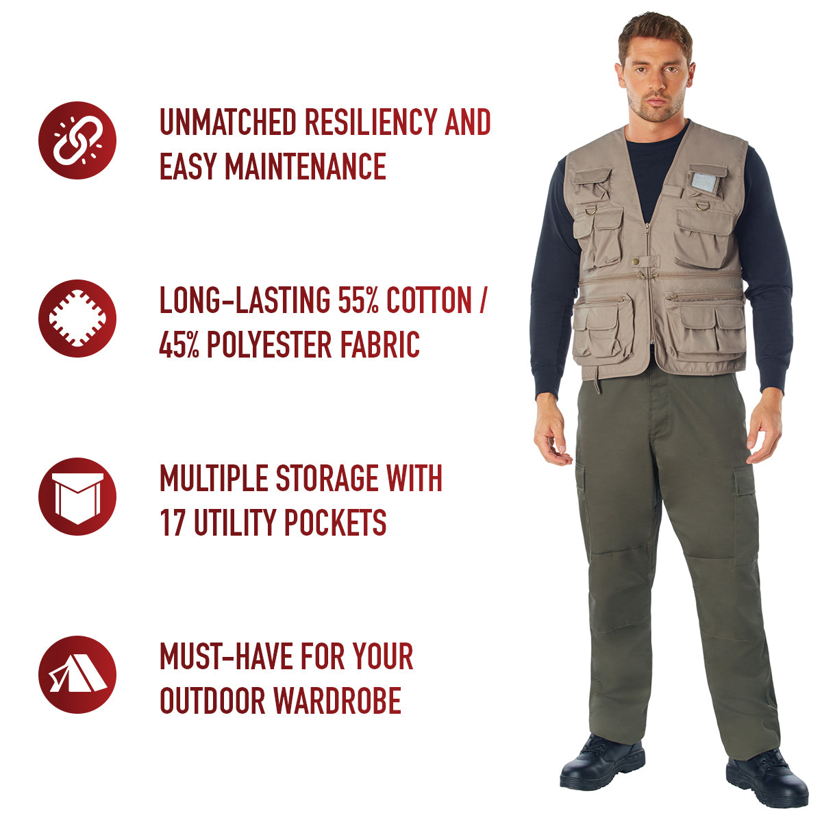 Uncle Milty Travel Vest- KHAKI – The Surplus Guy